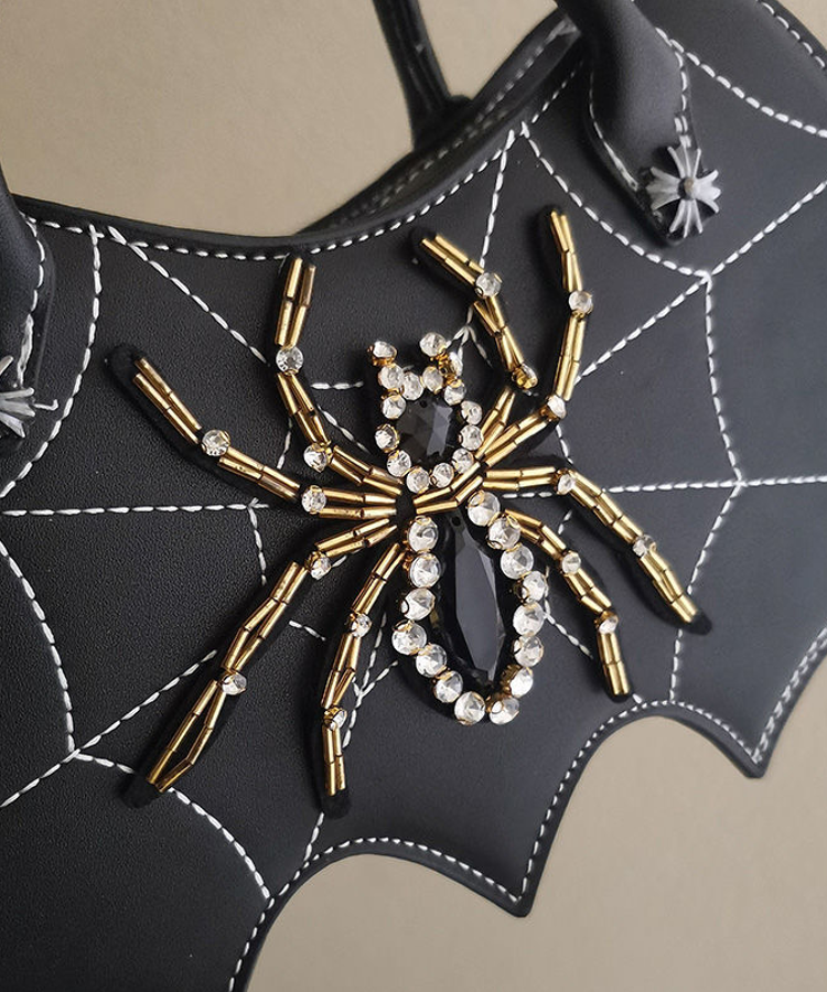 Spider Rhinestones Leather Shoulder Bag– Peanut Butter