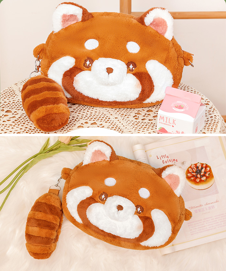 Red Panda Plush Shoulder Bag– Peanut Butter