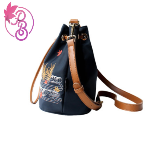 Leather Drawstring Bucket Bag– Peanut Butter